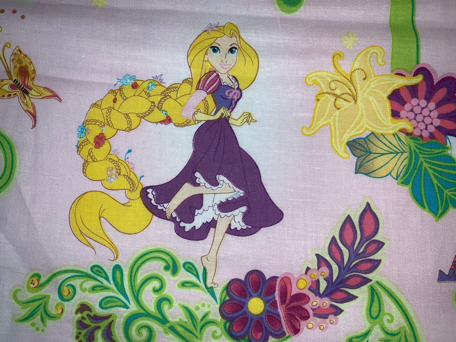 Disney Rapunzel Tangled Pink Fabric Sold by FQ 18x21 More Available - Etsy