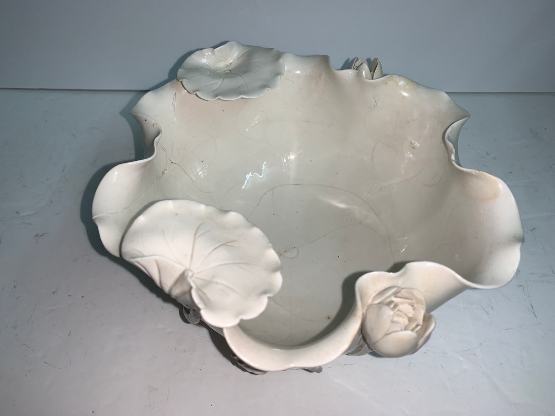 Vintage Huge Rare Beautiful 3D Lotus White Bowl 4"hx8"w - Etsy