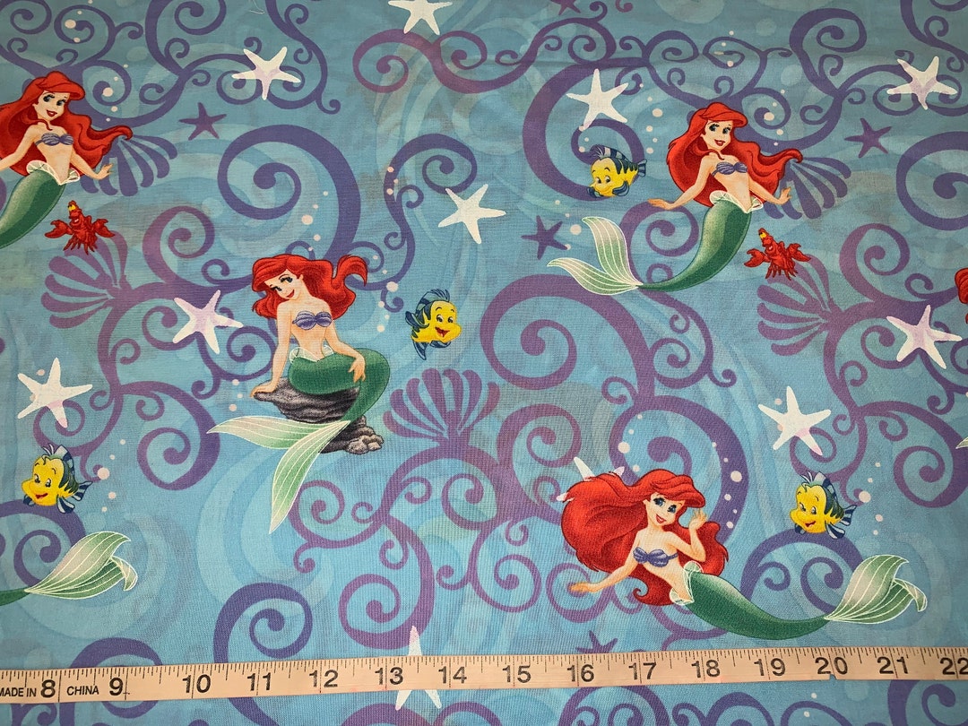 Disney the Little Mermaid Ariel Flounder Fabric Sold by FQ 18"x21" More ...