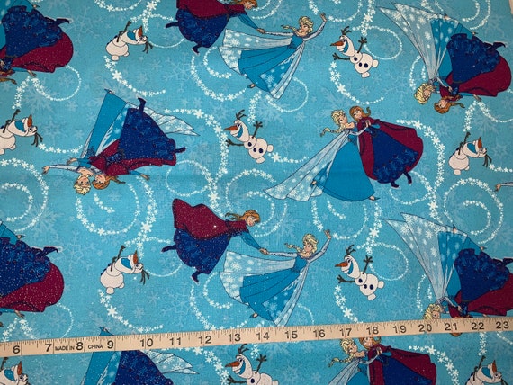 Rare Disney Frozen Elsa Anna Blue Sparkle Fabric Sold by FQ - Etsy