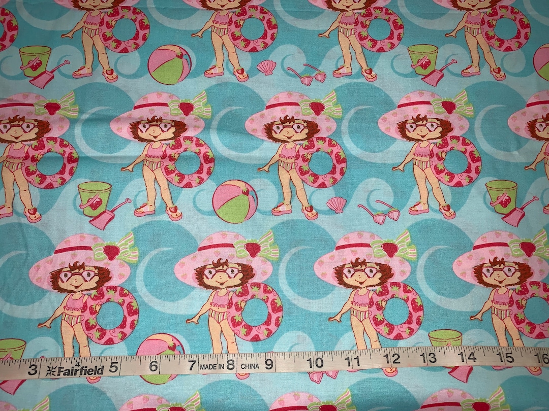 NEW Strawberry Shortcake Girls Summer Pool Party 100% Cotton Fabric ...