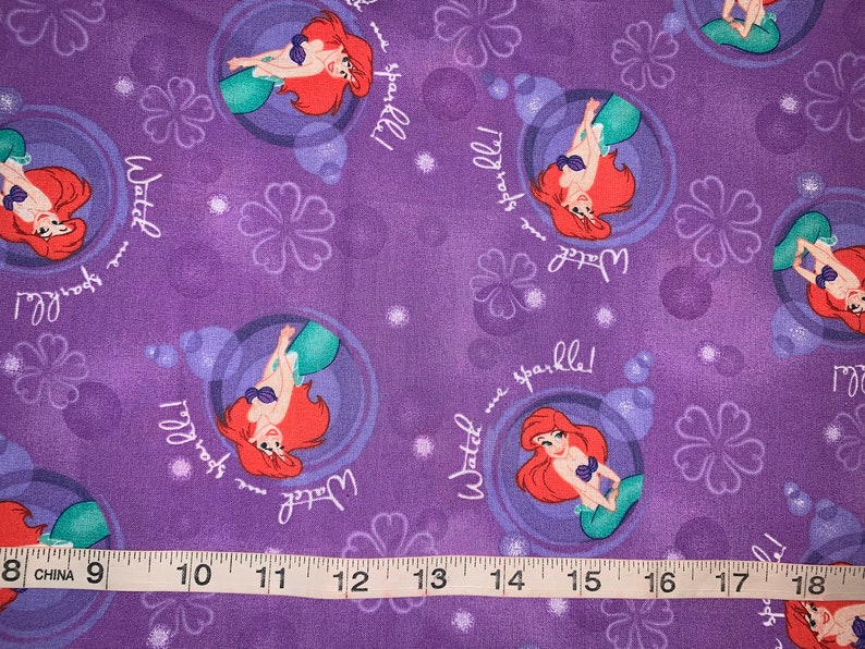 Disney Little Mermaid Ariel Watch Me Sparkle Fabric Sold by FQ | Etsy