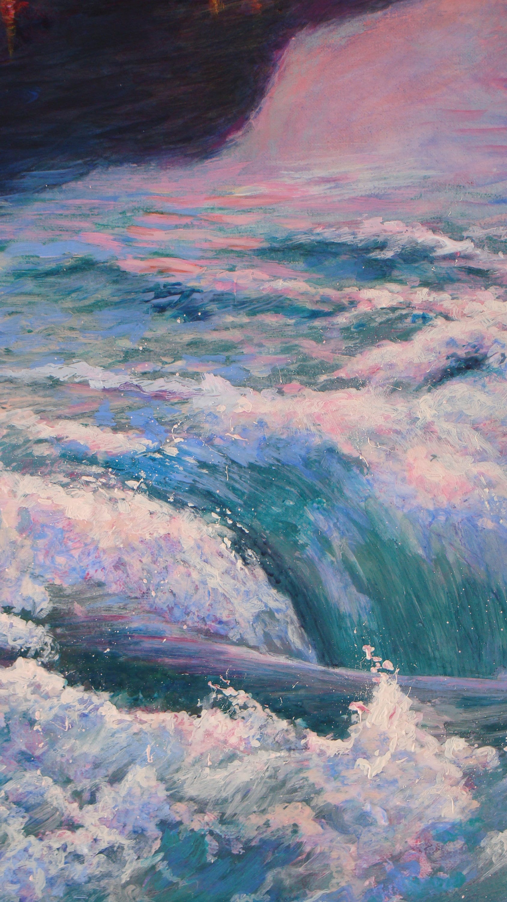 ocean sunset seascape waterspouts with whirlpool acrylic painting ...