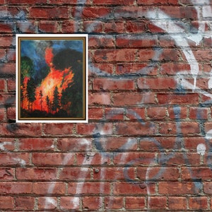 Forest Fire Painting: Mountain Wildfire Art Print (digital Download) - Etsy
