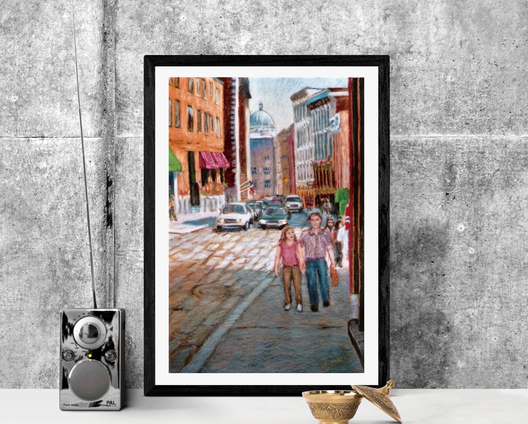 Urban Street Scene, Pastel Drawing, Rue St Paul in Old Montreal - Etsy
