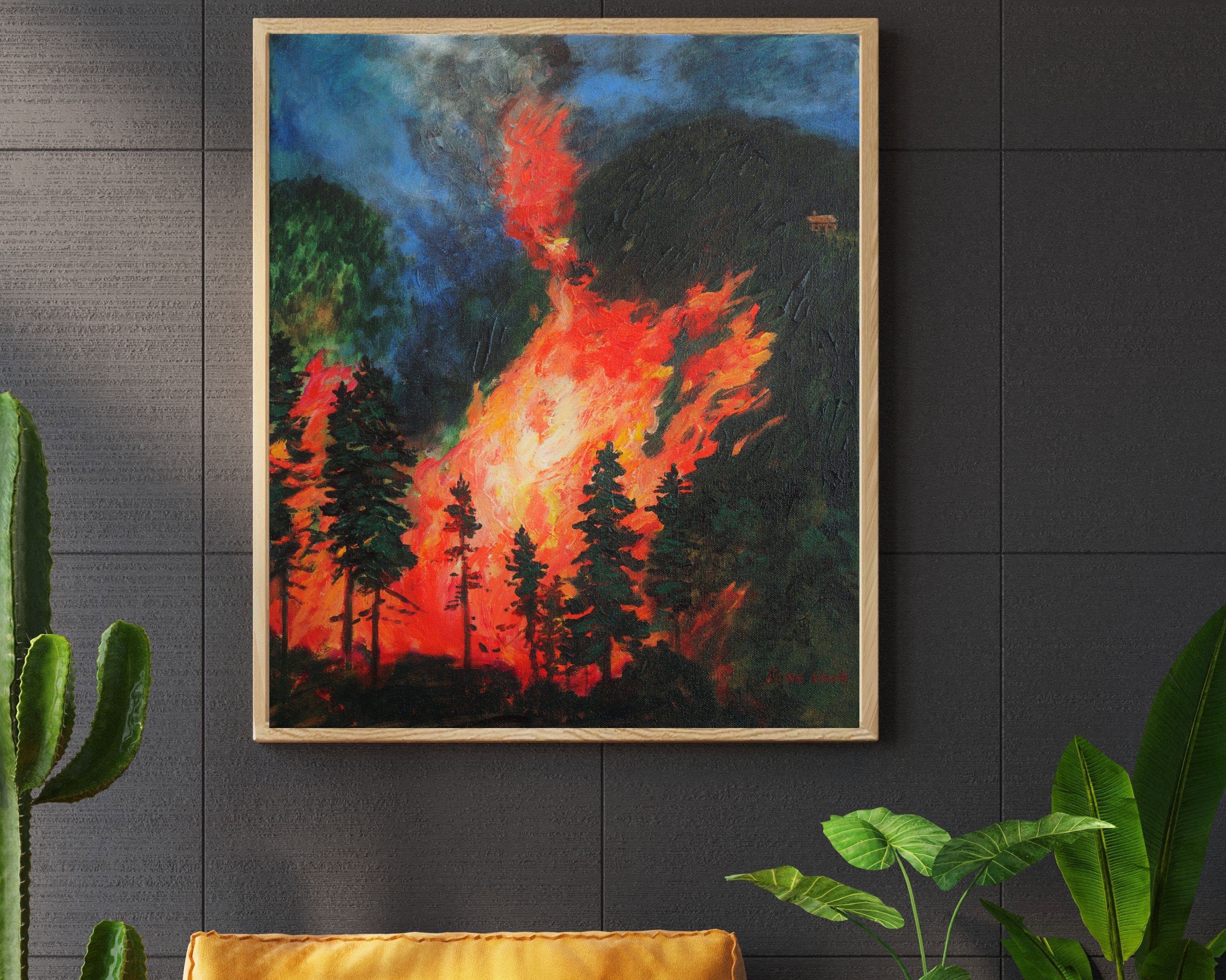 Forest Fire Painting: Mountain Wildfire Art Print (digital Download) - Etsy