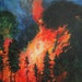 Digital File for Art Print, Forest Fire Painting, Wild Fire, Expressive ...