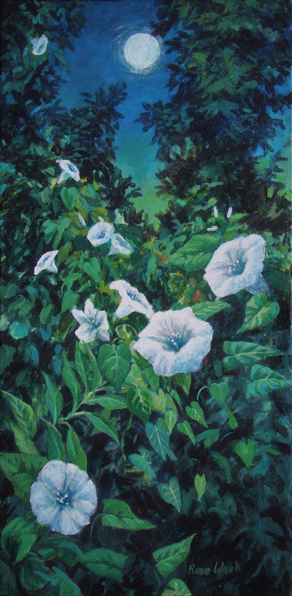 Digital Download, Night Flowers, White Flowers Art Print, Moon Flowers ...