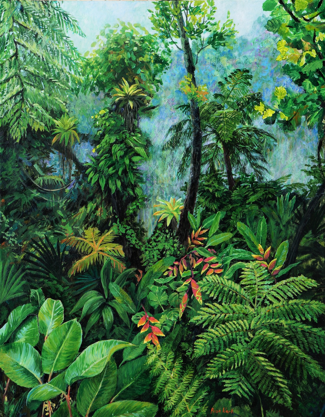 Art Print, Rain Forest Painting, Dominica, Cloud Forest, Jungle ...