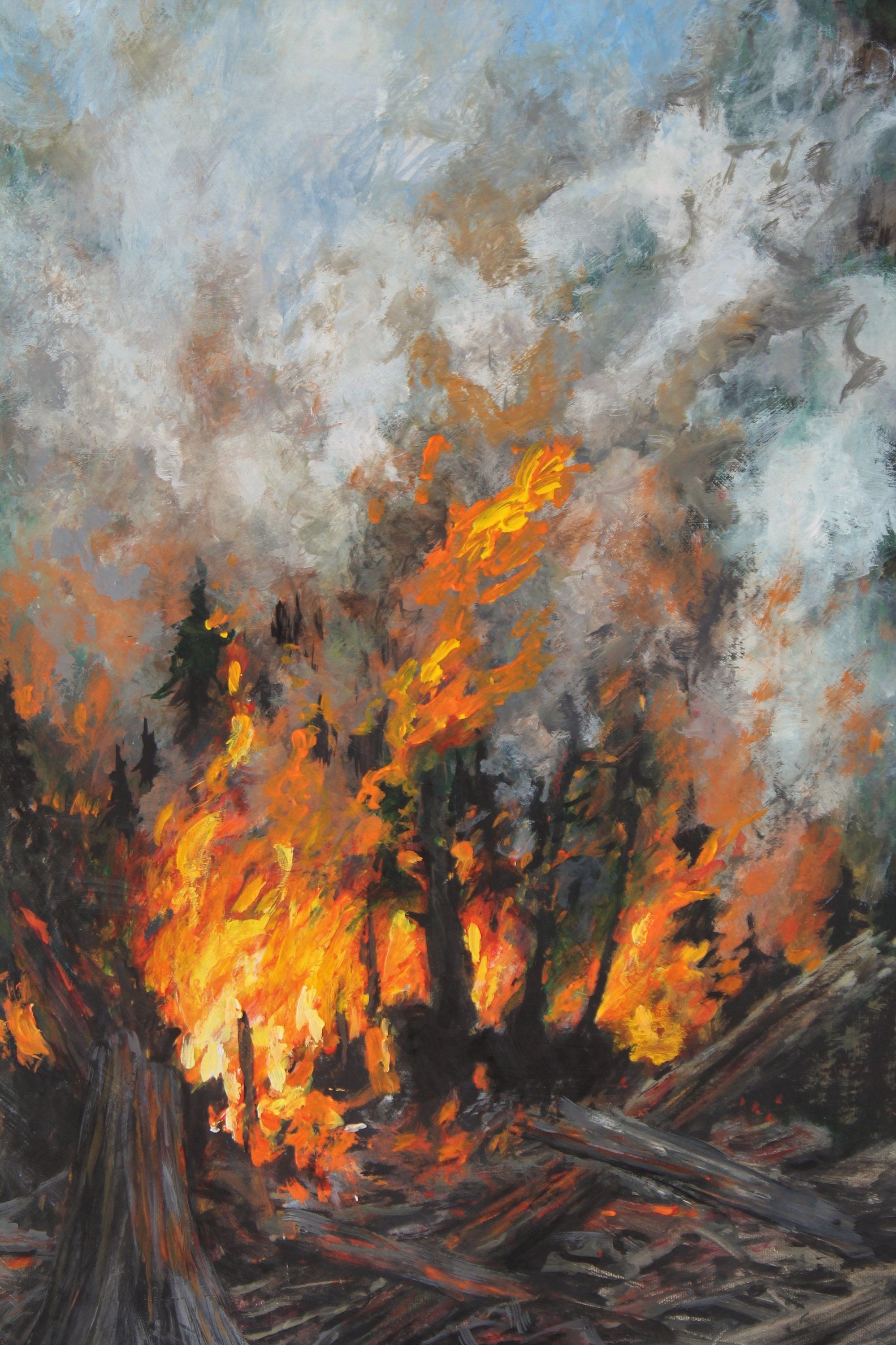 Art Print, Forest Fire Painting, Wild Fire, Fire in the Bush, Forest ...