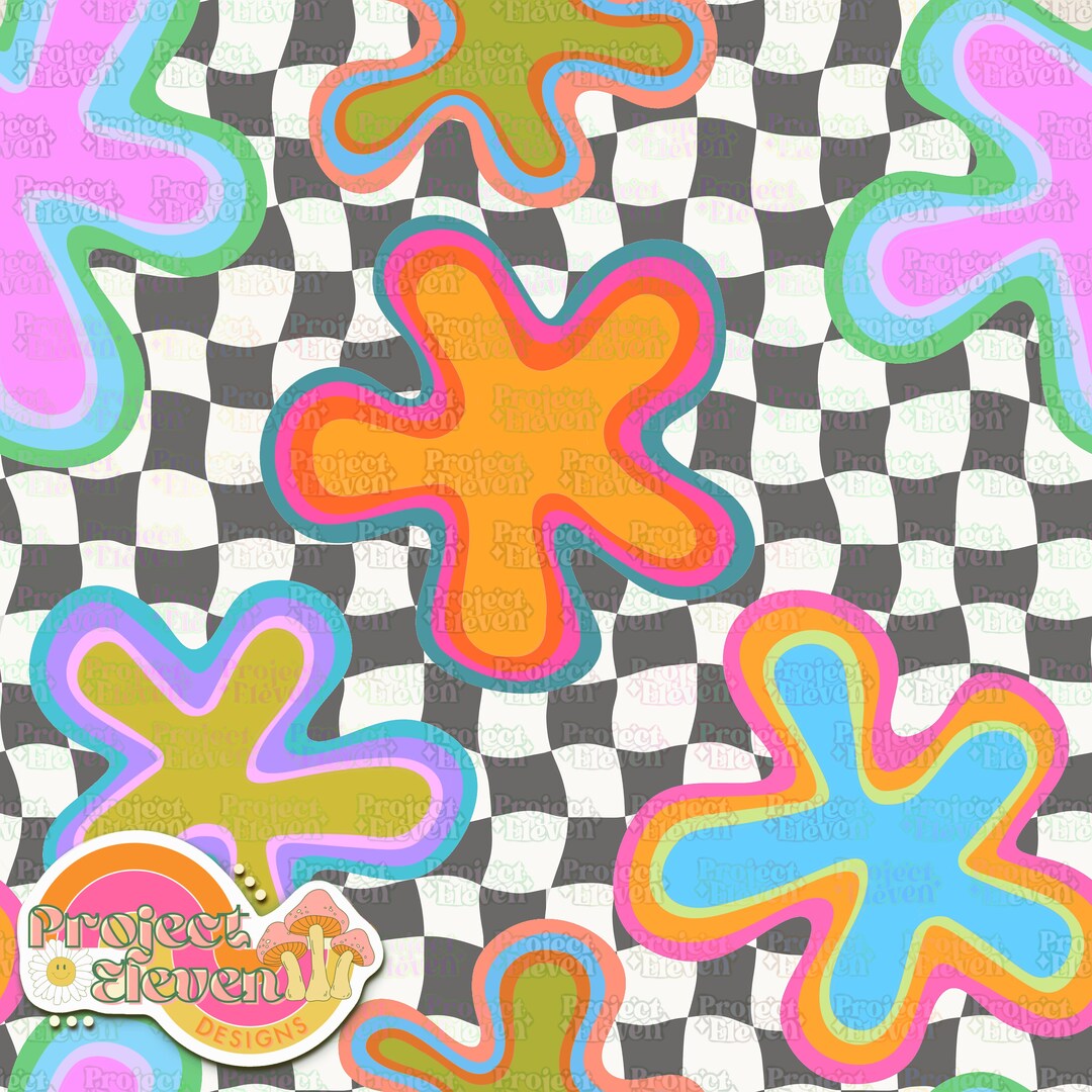 Retro Groovy Checker Seamless Repeating Pattern | COMMERCIAL USE ...