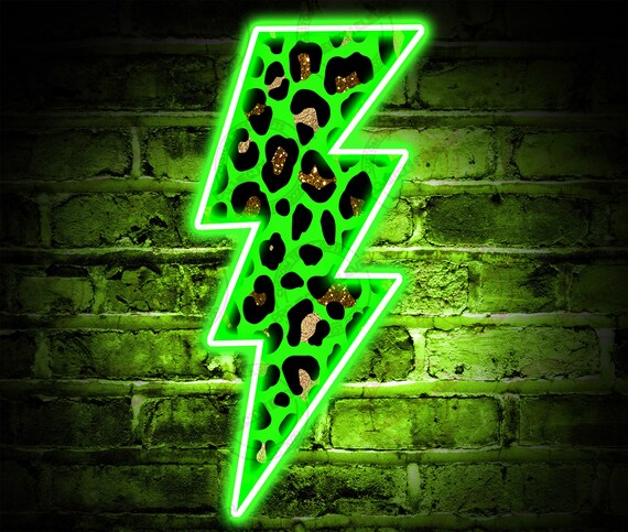NEON Green Leopard Lightning Bolt Design PNG SUBLIMATION | Etsy
