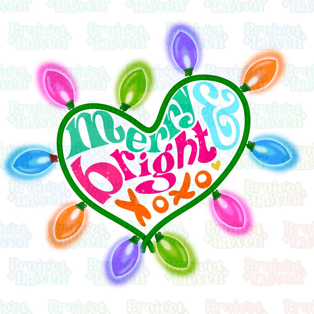 NEW Glowing Merry & Bright Colorful Christmas Light Design - Etsy