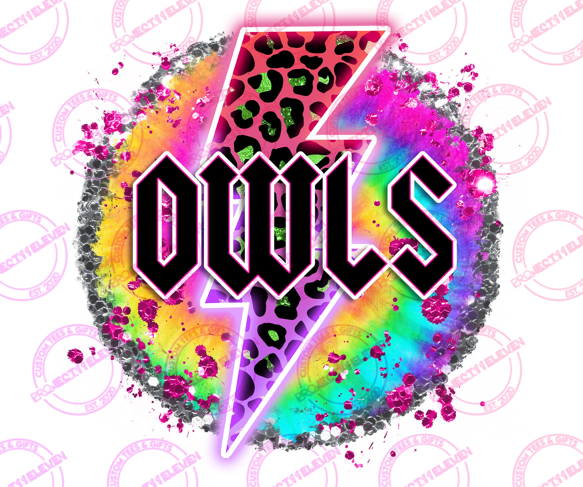 Tiedye Glitter OWLS PNG SUBLIMATION Instant Download - Etsy