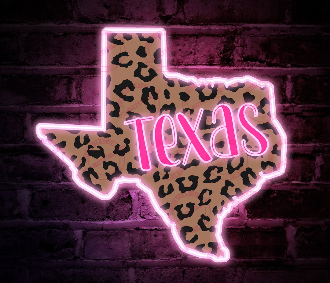 NEON Pink and Leopard Print Texas Design PNG SUBLIMATION Printable ...