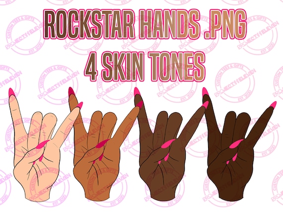 ROCKSTAR HANDS 4 Skin Tones Clip Art PNG Sublimation - Etsy