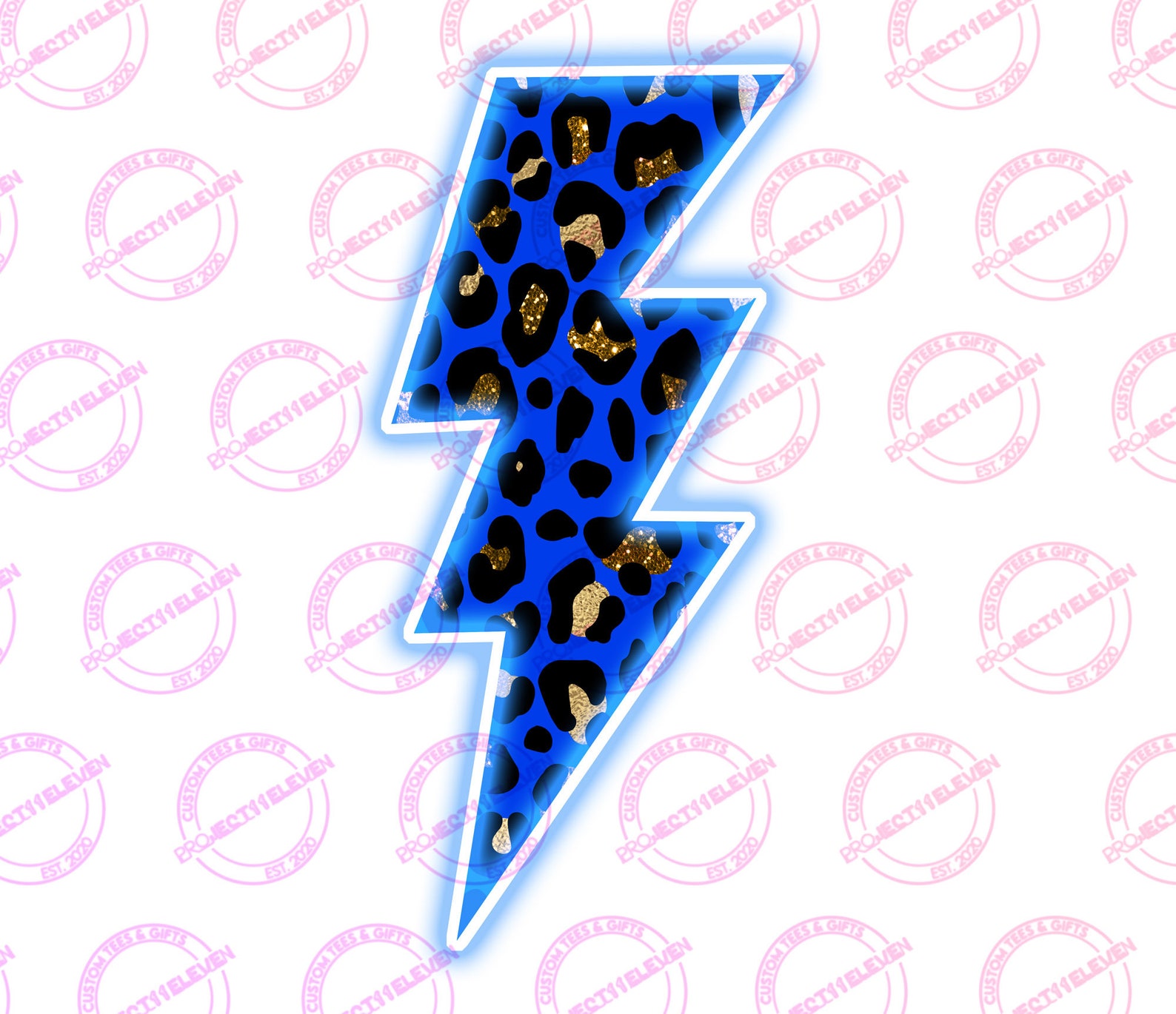 NEON Royal Blue Leopard Lightning Bolt Design PNG - Etsy