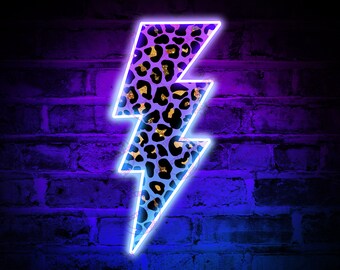 NEON Leopard Lightning Bolt Design PNG SUBLIMATION | Etsy