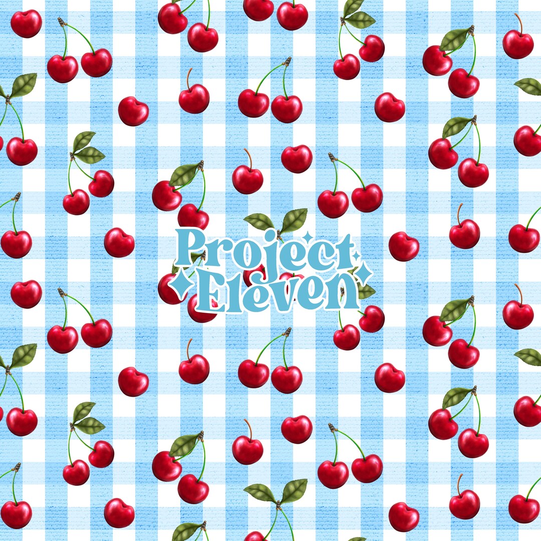 Cherries and Blue Plaid Seamless Repeating Pattern | COMMERCIAL USE ...