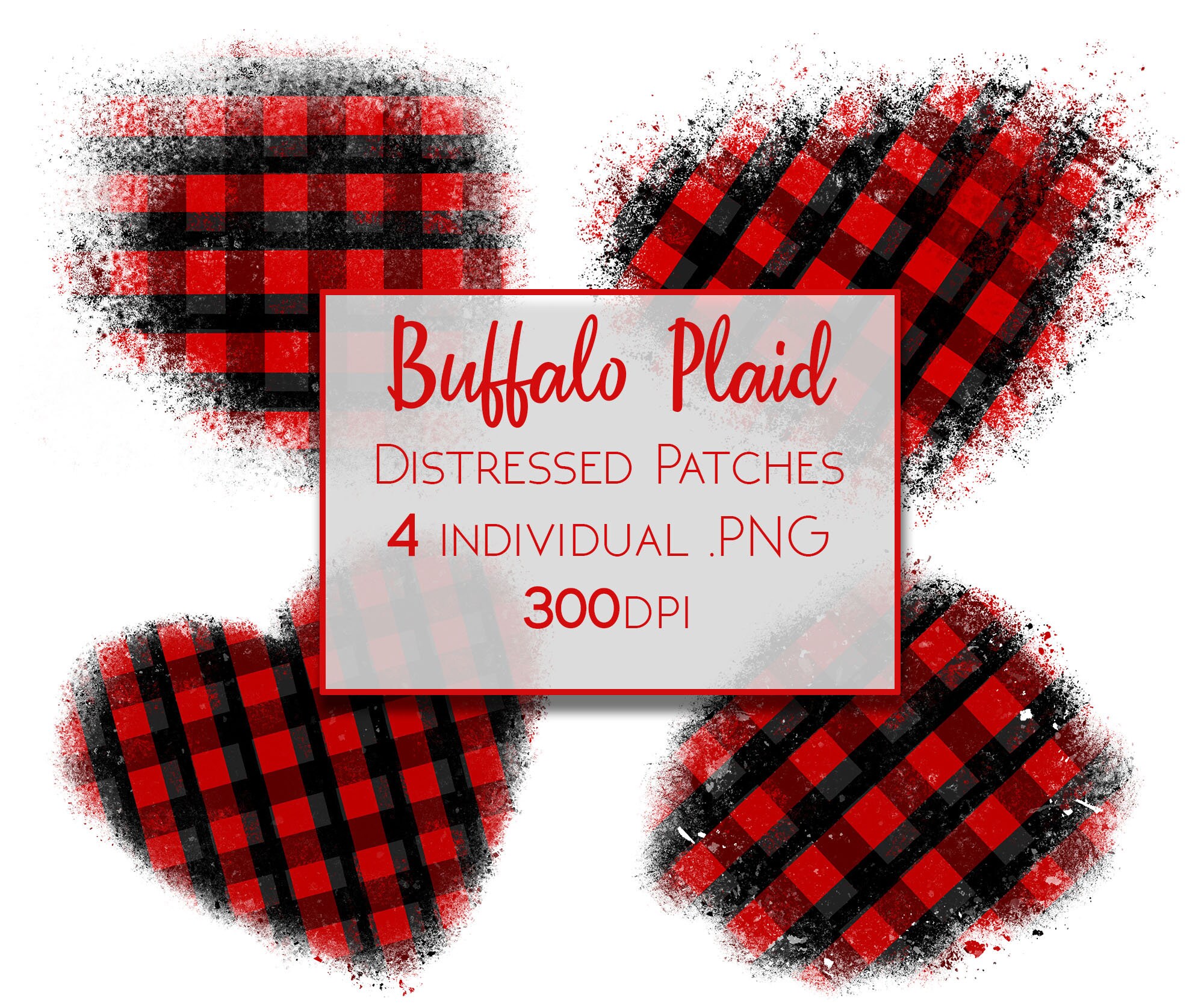 NEW DISTRESSED Red Buffalo Plaid Patches PNG Sublimation - Etsy
