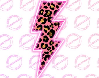 NEON Leopard Lightning Bolt Red Design PNG SUBLIMATION | Etsy