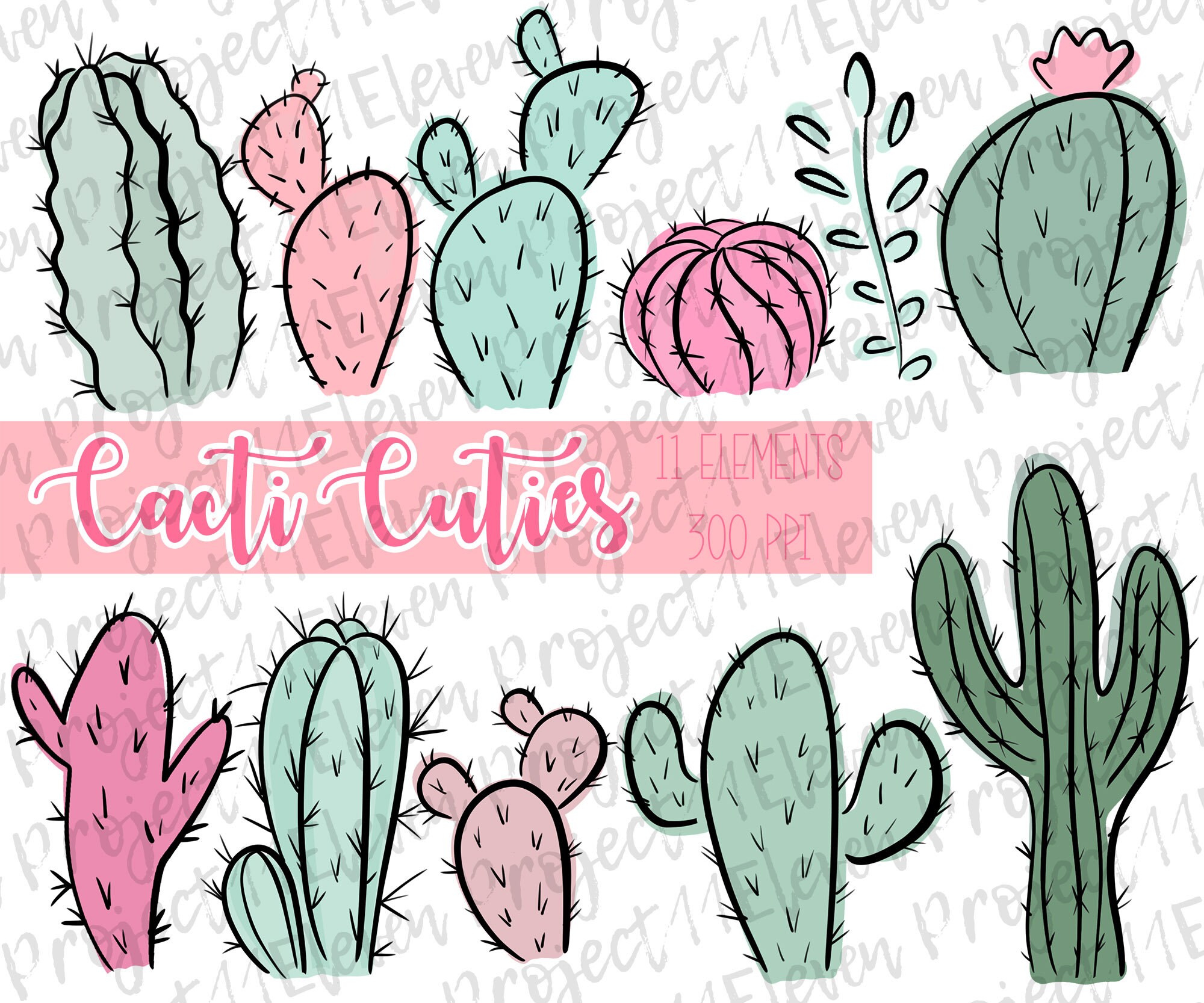 Cactus Clipart Bundle 11 PNG Files Clip Art Graphic - Etsy