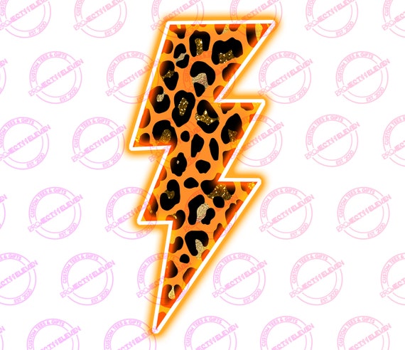 NEON Orange Leopard Lightning Bolt Design PNG SUBLIMATION - Etsy