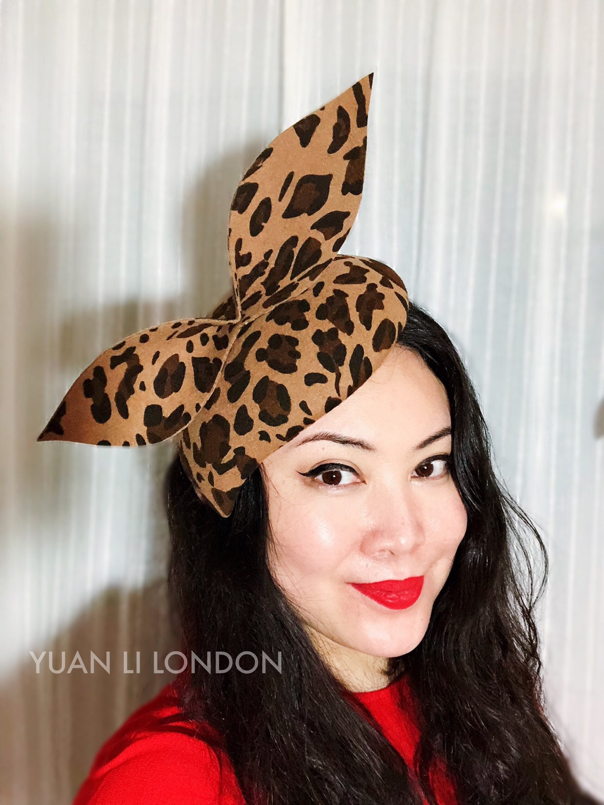 Leopard Print Beret With Bow Animal Print Hand Mad Wool Felt Winter Hat ...