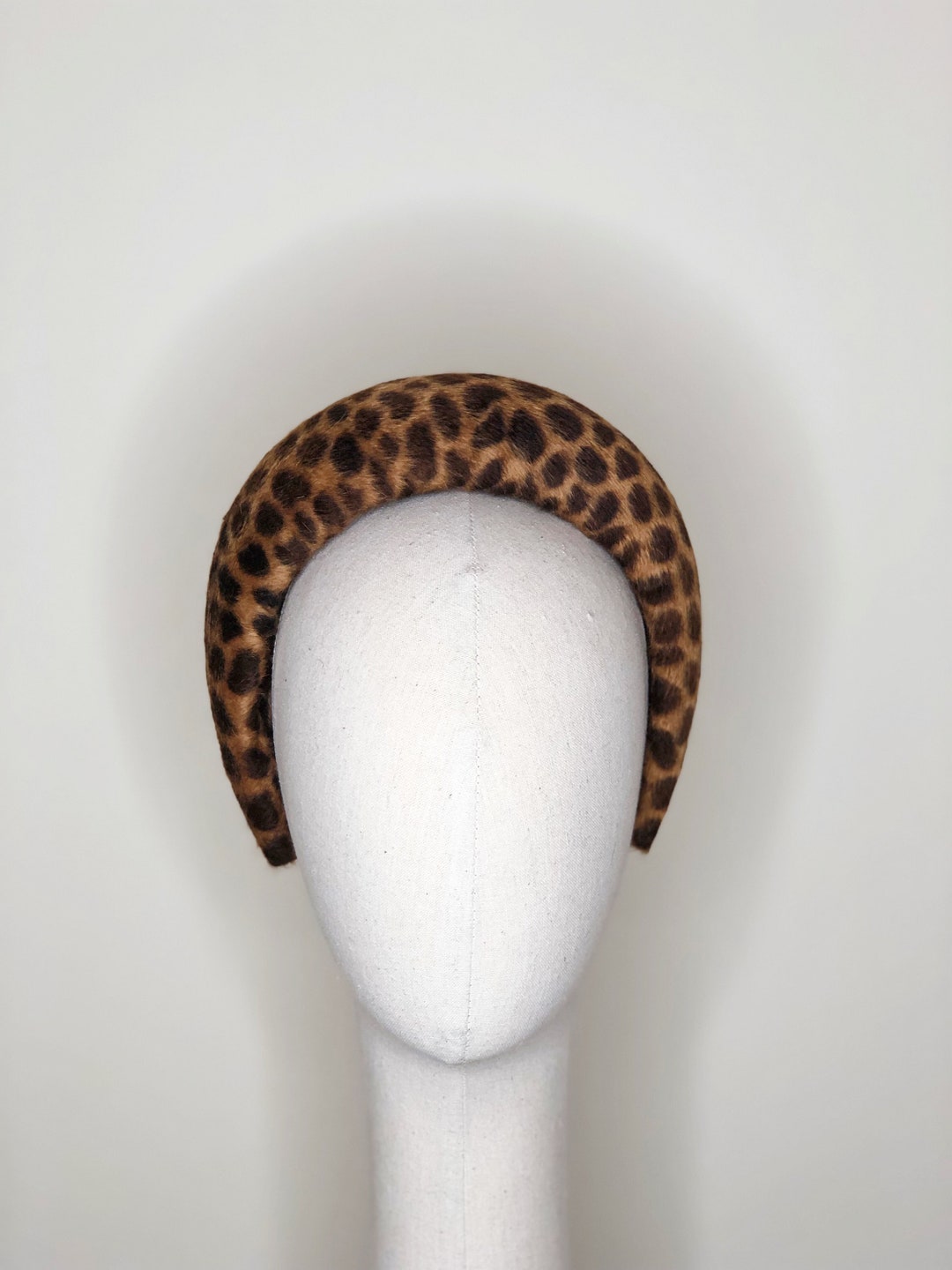 Leopard Print Headband Fur Felt Animal Print Halo Winter Hat Hand Made ...