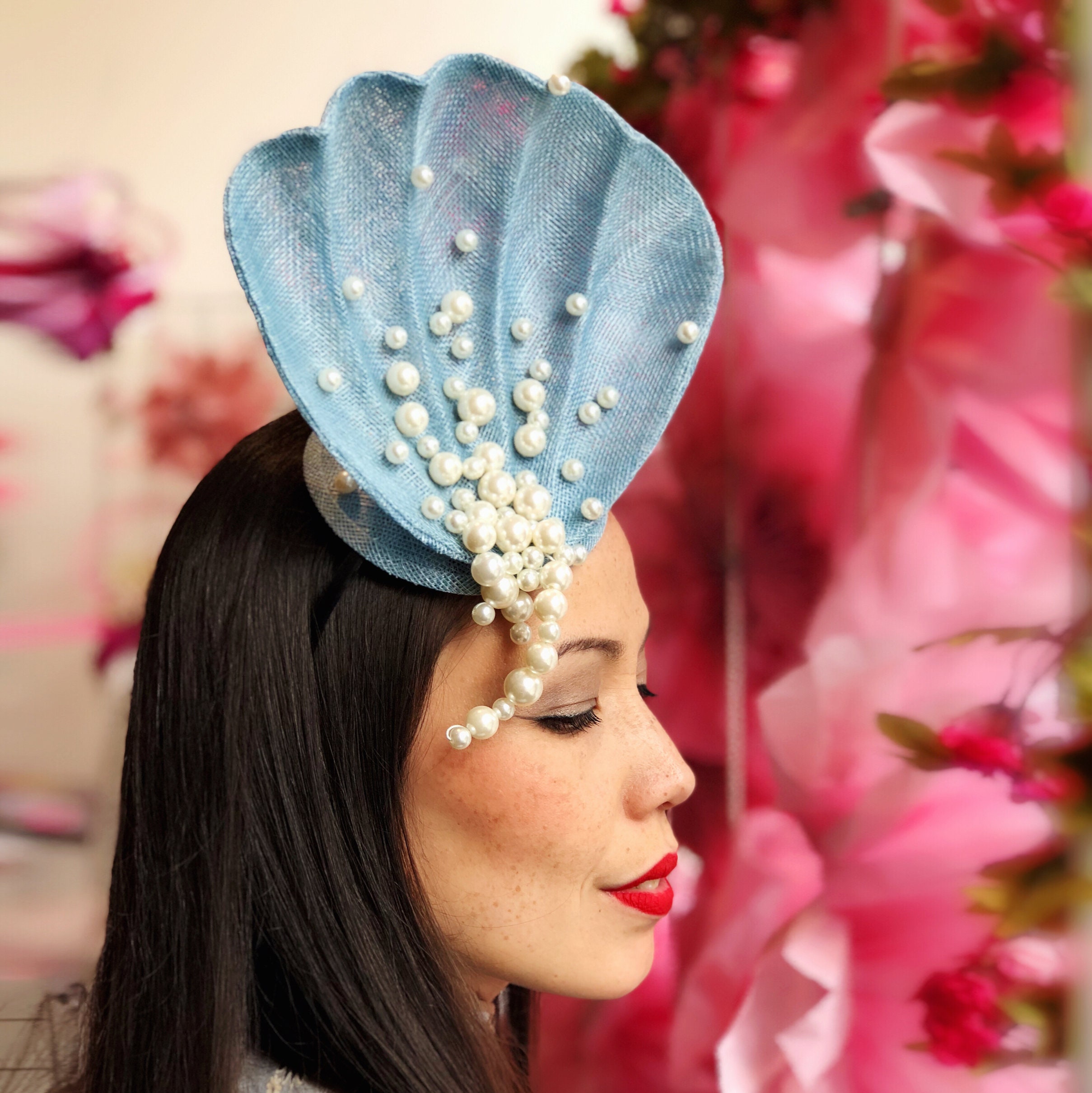 Venus's Pearls Blue Sea Shell Fascinator Royal Ascot | Etsy