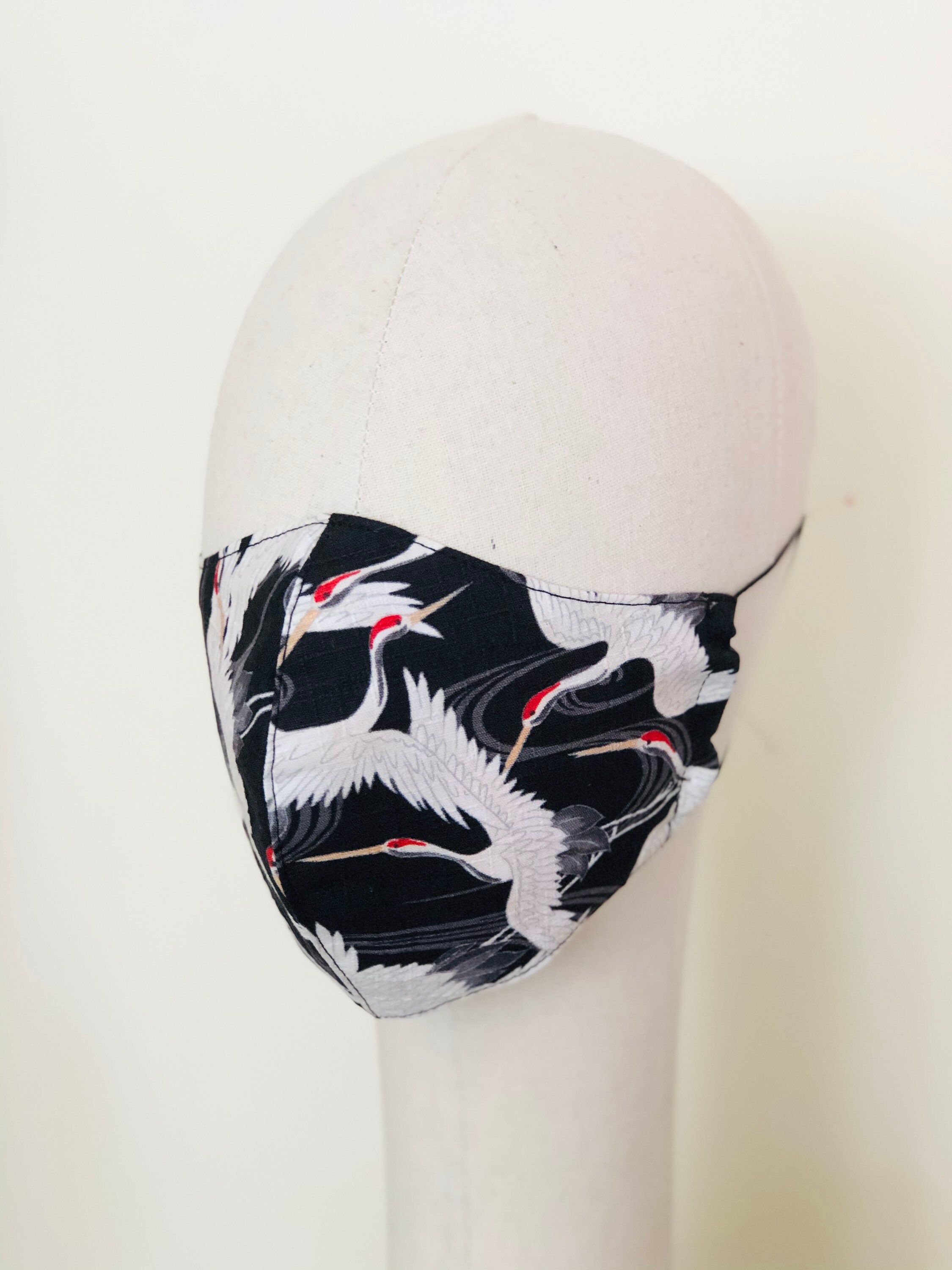 Premium Japanese Stork Crane Print Cotton Face Mask Christmas | Etsy