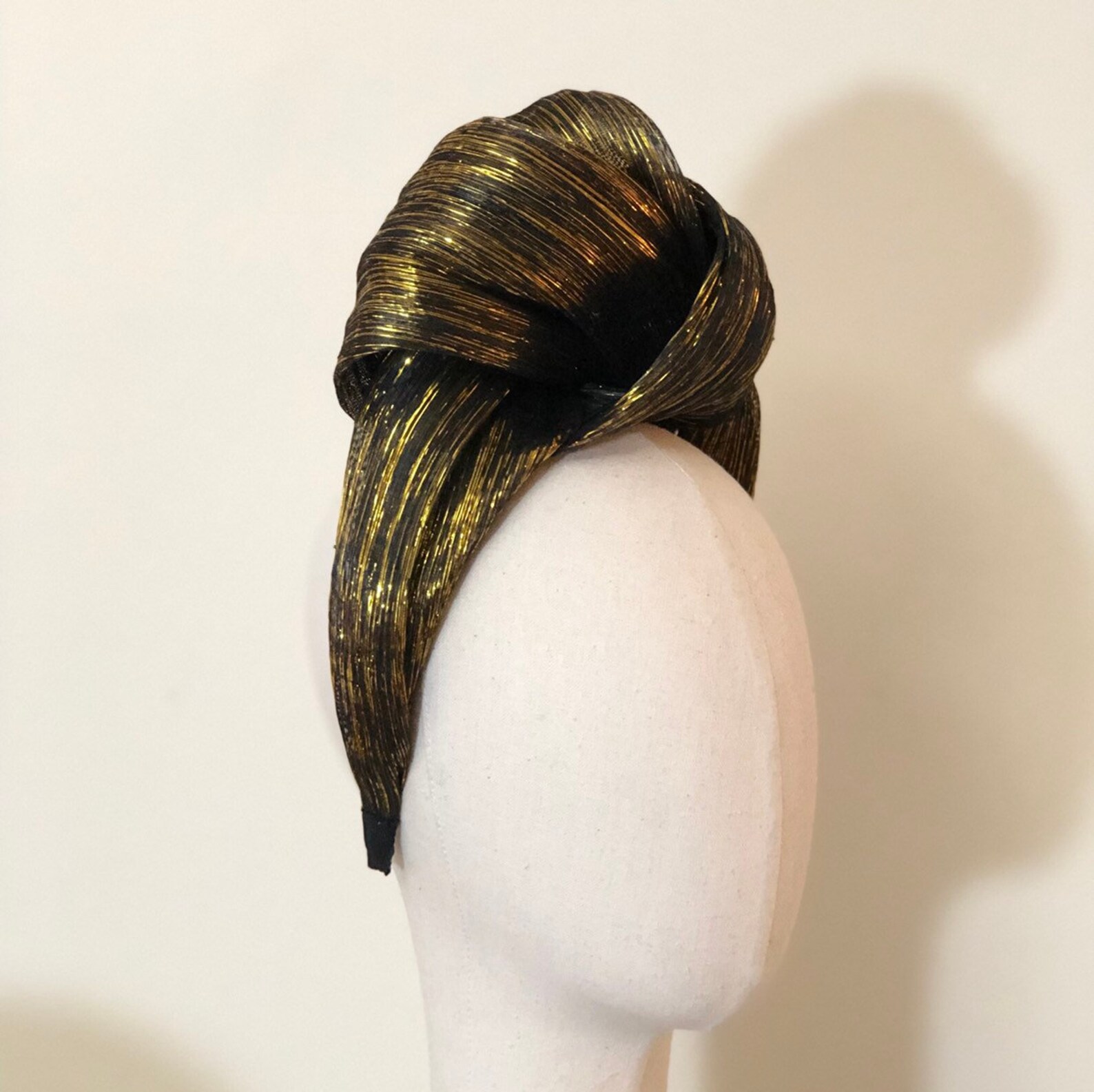 Starry Night Turban Gold Black Metallic Silk Abaca Headband - Etsy