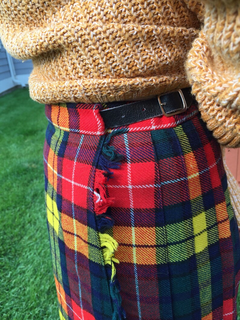 Vintage Tartan Plaid Skirt Kilt Laird-portch Scotland Small Tartan Wool ...