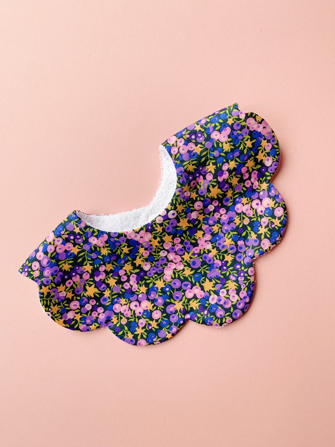 Christmas Wiltshire in Green and Purple With Gold Stars Scalloped Bib ...