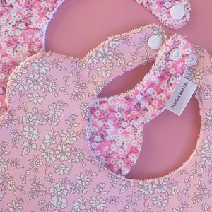 Pink Capel Liberty London Fabric Bib, Baby Scalloped Edge Bib, Pink ...