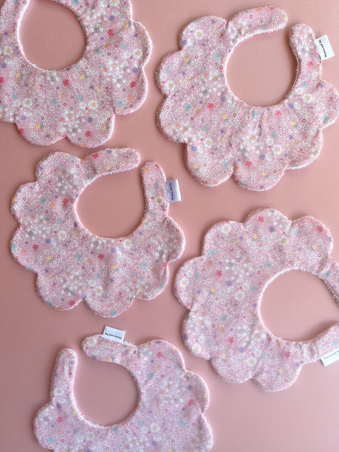 Liberty Light Pink Floral Scalloped Dribble Bib, Valentines Day and ...