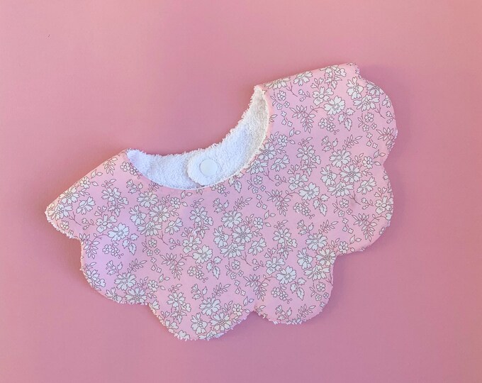 Pink Capel Liberty London Fabric Bib, Baby Scalloped Edge Bib, Pink ...