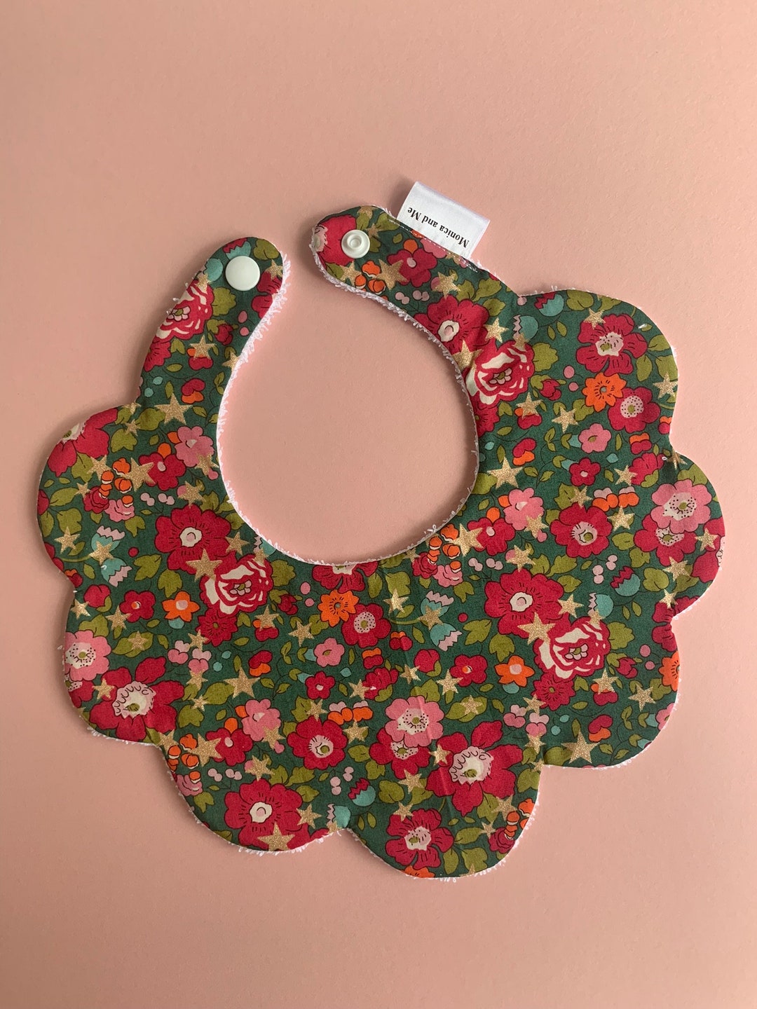 Betsy Star Green and Gold Liberty Scalloped Dribble Bib, Christmas ...