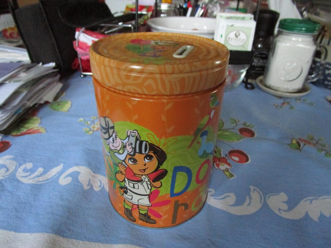 Vintage Dora the Explorer Round Metal Bank the Tin Box Company - Etsy