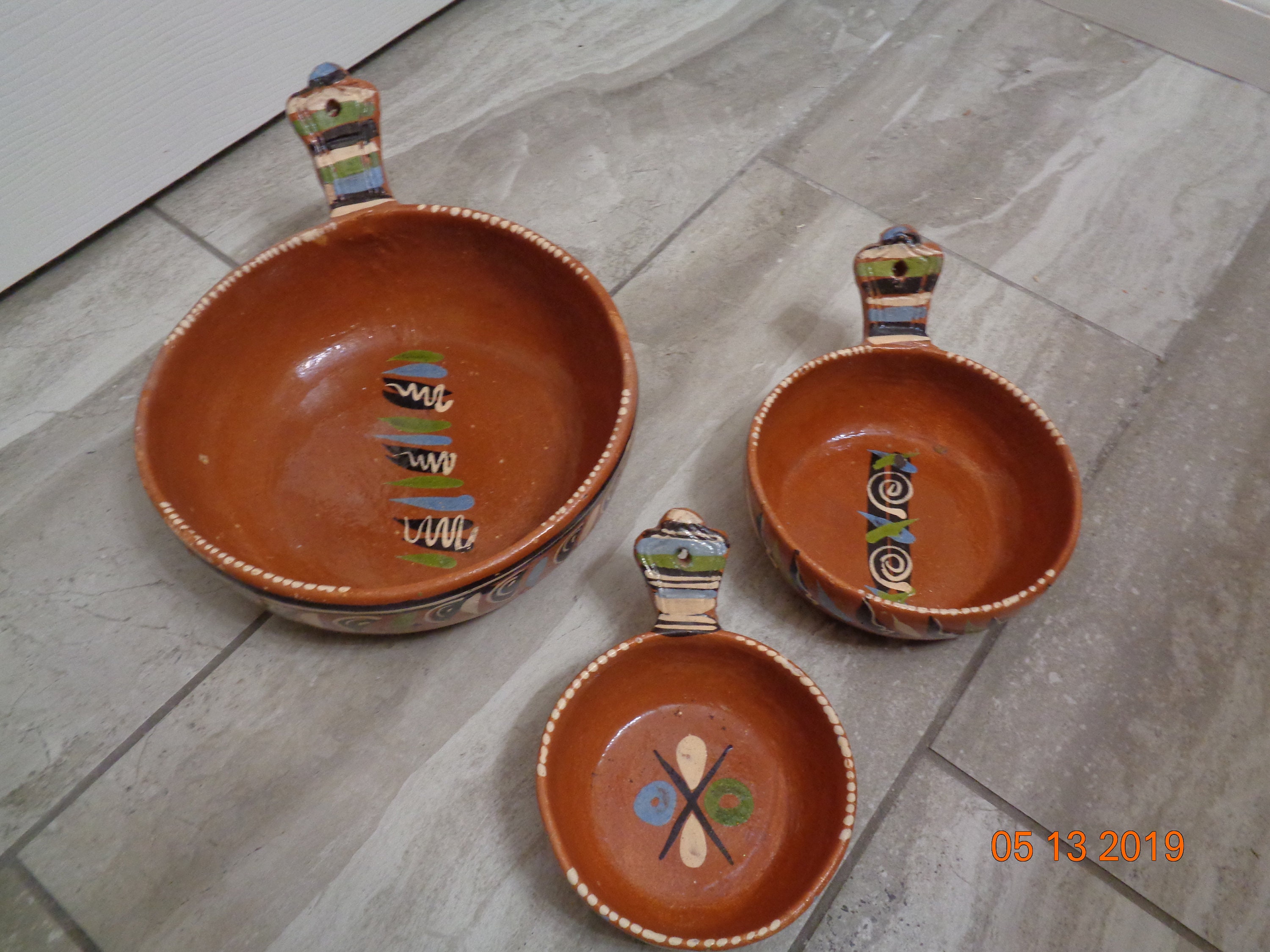 Old Mexican Pottery 3 Nesting Bowls With Handles - Etsy