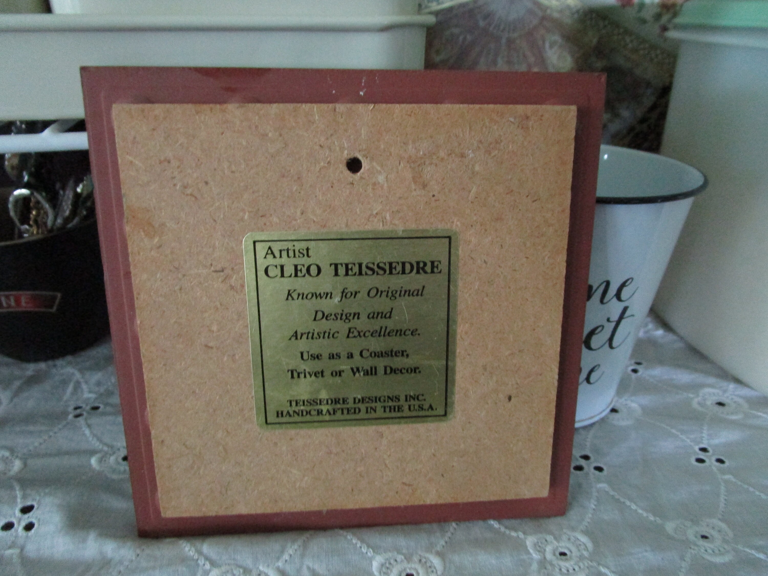 1984 Cleo Teissedre Indian Tile Coaster Trivet or Wall Decor Known for ...