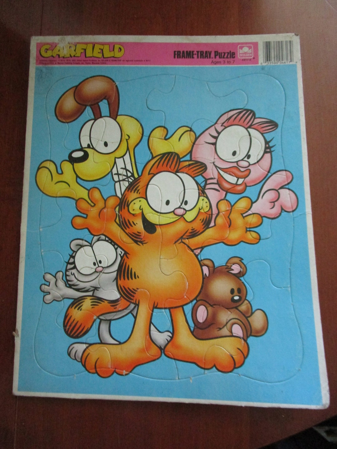 1980 Golden Frame Tray Puzzle of Garfield, Odie, Nermal, Arlene, Pooky ...