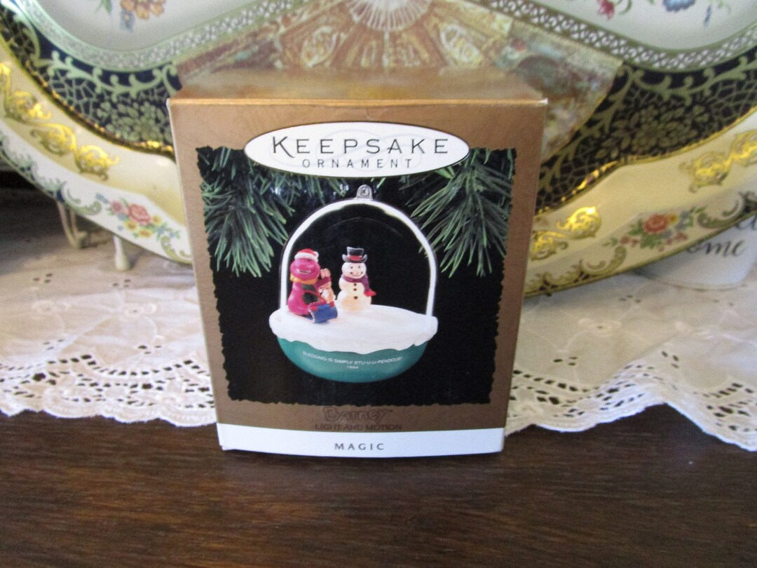 1994 Hallmark Keepsake Ornament Barney Light and Motion Magic Ornament ...