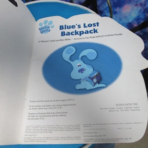 1999 Blues Lost Backpack Blues Clues Scholastic SC Book - Etsy