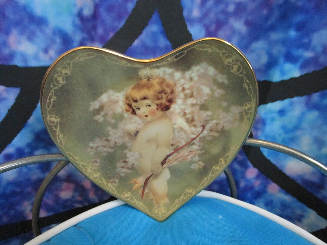 1997 Beautiful Little Girl Angel Heart Shape Plate Little Sweetheart ...