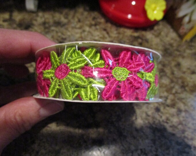 New Simplicity Ribbon Pink and Green Flowers 7/8 Venice Daisy 4 FT - Etsy