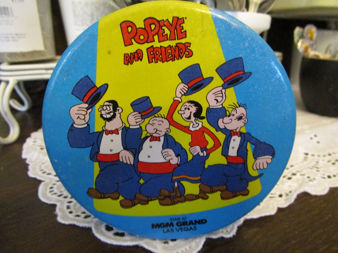 1993 Popeye and Friends Star at MGM Grand Las Vegas Round Tin Can King ...