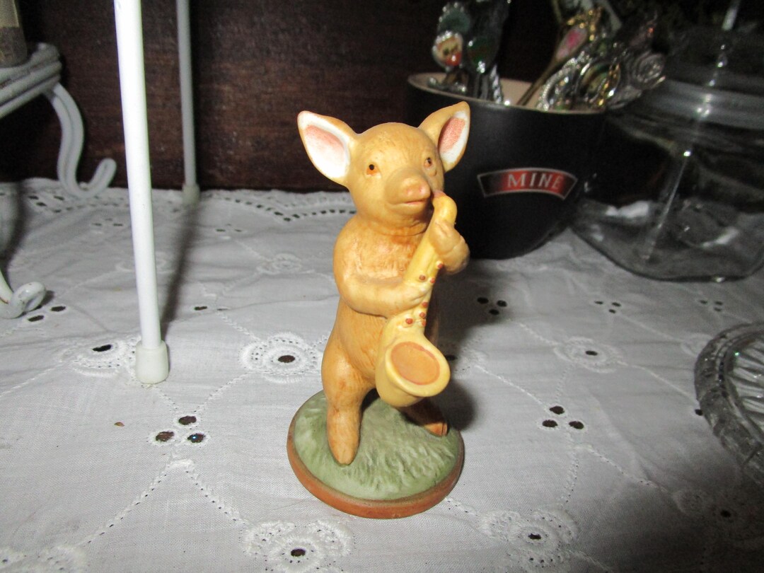 1979 Enesco Pig Playing the Saxophone Porcelain Figurine - Etsy