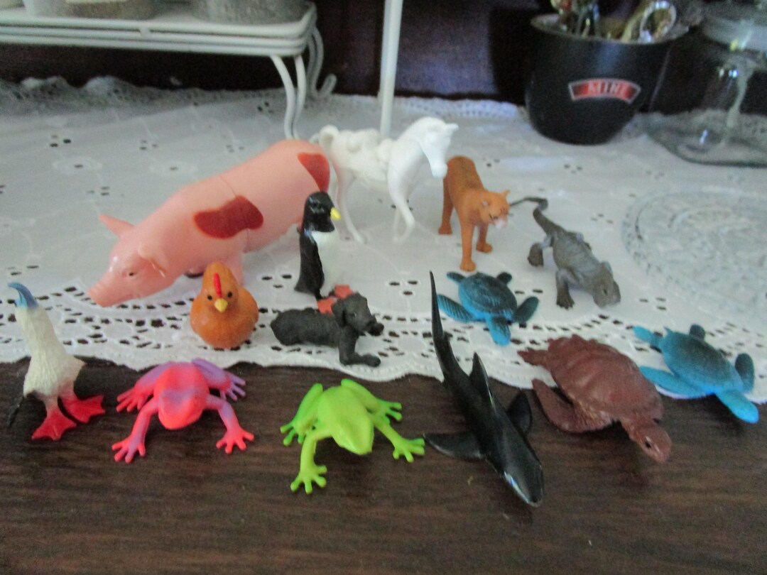 Lot of 14 Animals Pretend Play Figures - Etsy