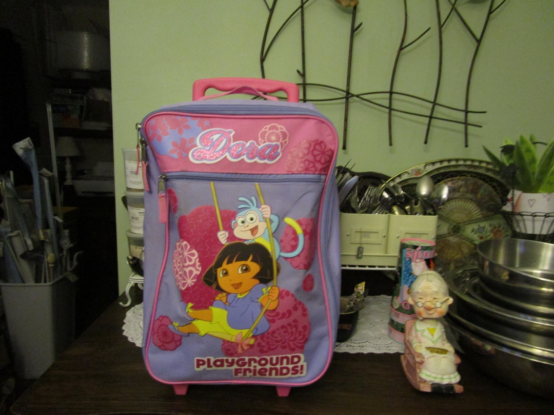 RARE 1990 Dora Playground Friends Suitcase on Wheels Pull up Down ...